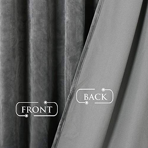 StangH Velvet Curtains 108 inches Long - Grey Blackout Room Divider Curtain Portable Backdrop Curtains Privacy Grommet Drapes for Office Loft Hall Large Window, Grey, 8 x 9 ft, 1 Panel