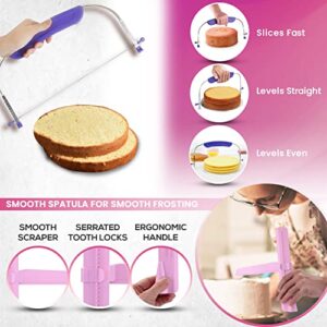 Gift For Women-Cake Decorating Supplies Kit for Beginners RFAQK 200PCs -Cake Turntable with 48 Numbered Piping &7 Korean Tips(Pattern chart included)-Straight & Offset Spatula-Leveler &Baking tools