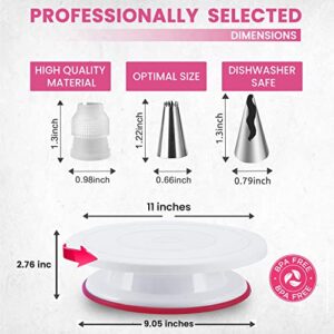 Gift For Women-Cake Decorating Supplies Kit for Beginners RFAQK 200PCs -Cake Turntable with 48 Numbered Piping &7 Korean Tips(Pattern chart included)-Straight & Offset Spatula-Leveler &Baking tools