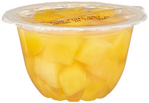 Amazon Brand - Happy Belly Fruit Bowls, Yellow Cling Diced Peach in 100% Juice, 4 Count, 4 Ounce Bowls