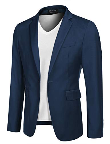 COOFANDY Mens One Button Sport Coat Regular Fit Casual Blazer Jacket Formal Dress Jacket Blazer (Blue M)