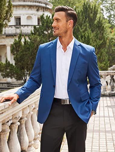 COOFANDY Mens One Button Sport Coat Regular Fit Casual Blazer Jacket Formal Dress Jacket Blazer (Blue M)