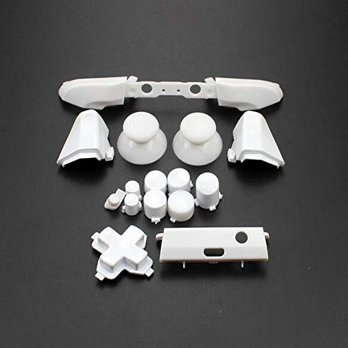 Replacement Full Set Button Bumper Trigger Buttons Guide Dpad RT LT RB LB ABXY ON Off Button Kit for Xbox One Slim Xbox One S Controller (White)