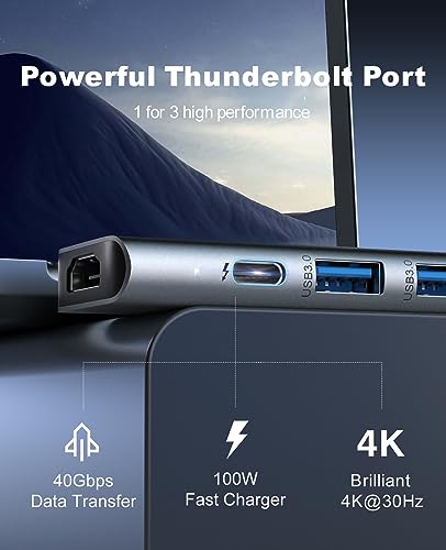 USB C Hub Adapter MacBook - UtechSmart 7 in 2 MacBook Pro/Air Accessories Multiport Adapter with Thunderbolt 3 Port, 100W PD 4K@30Hz, 40Gbps 4K HDMI, 3*USB3.0 Data Port SD and MicroSD Card Reader