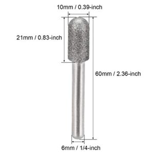 uxcell Diamond Burrs Bits Grinding Drill Carving Rotary Tool for Glass Stone Ceramic 150 Grit 1/4" Shank 10mm Cylinder Ball Nose 10 Pcs