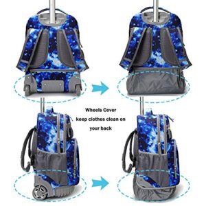 Tilami Rolling Backpack 18 inch Wheeled Backpack School College Student Travel Trip Boys and Girls