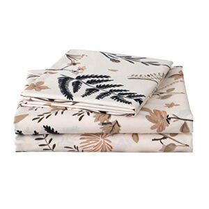 jsd floral printed sheet set queen, soft microfiber botanical bed sheets 15" extra deep pocket 4 pieces