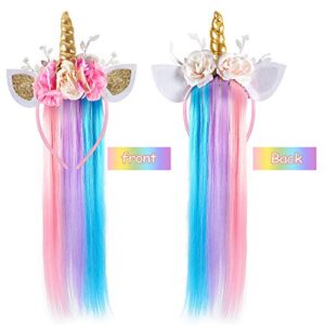 Lorfancy Unicorn Headband for Girls Unicorn Costume Birthday Halloween Party Unicorn Party Supplies Favors(Headband)