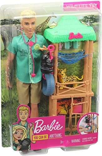 Barbie Careers Doll & Playset, Wildlife Vet Theme with Ken Doll, Furniture & Accessories