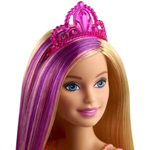 Barbie Dreamtopia Princess Doll, 12-inch, Blonde with Purple Hairstreak Wearing Pink Skirt and Tiara, for 3 to 7 Year Olds