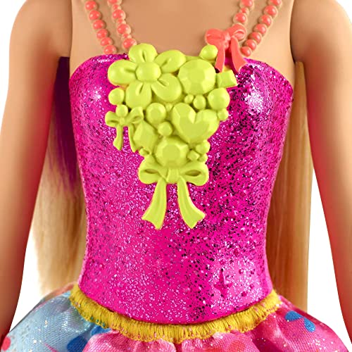 Barbie Dreamtopia Princess Doll, 12-inch, Blonde with Purple Hairstreak Wearing Pink Skirt and Tiara, for 3 to 7 Year Olds