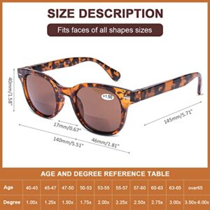 AQWANO Bifocal Reading Glasses UV400 Protection Lightweight Quality Sun Fashion Readers With Clear Top Outdoor Driving Eyeglass for Men Women, 2.0