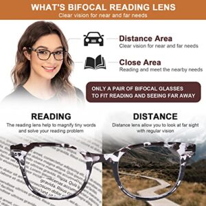 AQWANO Bifocal Reading Glasses UV400 Protection Lightweight Quality Sun Fashion Readers With Clear Top Outdoor Driving Eyeglass for Men Women, 2.0