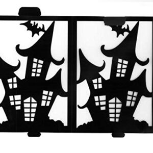 Halloween PVC Haunted House Bat and Spider Decorative Lanterns Battery Powered LED Light Up Electric Votive Candle Tea Light Foldable Collapsible -Set of 2