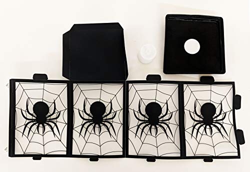 Halloween PVC Haunted House Bat and Spider Decorative Lanterns Battery Powered LED Light Up Electric Votive Candle Tea Light Foldable Collapsible -Set of 2