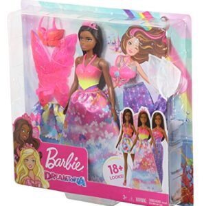 Barbie Dreamtopia Dress Up Doll Gift Set, approx. 12-inch, Brunette with 3 Fashions