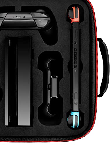 COOWPS Switch Carrying Case Compatible with Nintendo Switch and Switch OLED Model, with 21 Game Cards Storage Portable Full Protection Travel Case for Switch Console and Accessories, Black