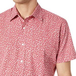 Amazon Essentials Men's Regular-Fit Short-Sleeve Poplin Shirt, Washed Red Roses, Medium