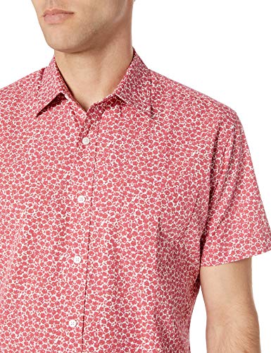 Amazon Essentials Men's Regular-Fit Short-Sleeve Poplin Shirt, Washed Red Roses, Medium