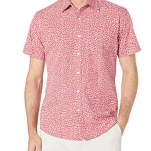 Amazon Essentials Men's Regular-Fit Short-Sleeve Poplin Shirt, Washed Red Roses, Medium