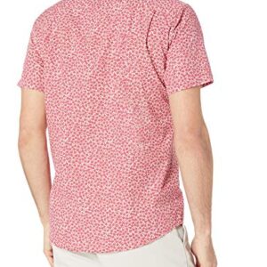 Amazon Essentials Men's Regular-Fit Short-Sleeve Poplin Shirt, Washed Red Roses, Medium