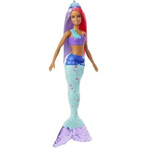 barbie dreamtopia mermaid doll, 12-inch, pink and purple hair, with tiara, gift for 3 to 7 year olds