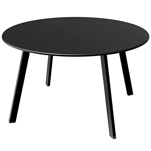 Grand Patio Round Steel Patio Coffee Table, Weather Resistant Outdoor Large Side Table,( Black, 1 PC)