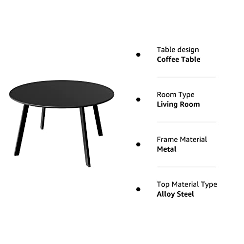 Grand Patio Round Steel Patio Coffee Table, Weather Resistant Outdoor Large Side Table,( Black, 1 PC)