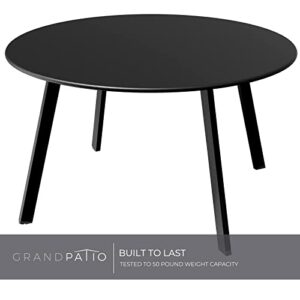 Grand Patio Round Steel Patio Coffee Table, Weather Resistant Outdoor Large Side Table,( Black, 1 PC)