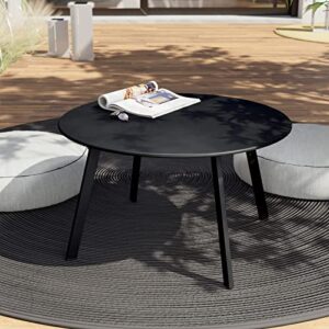 Grand Patio Round Steel Patio Coffee Table, Weather Resistant Outdoor Large Side Table,( Black, 1 PC)