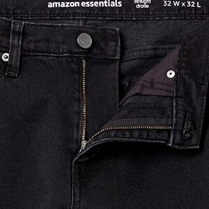 Amazon Essentials Men's Straight-Fit Stretch Jean, Black, 33W x 28L