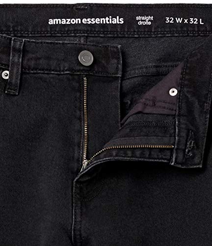 Amazon Essentials Men's Straight-Fit Stretch Jean, Black, 33W x 28L