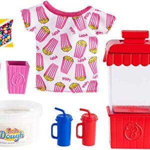 Barbie Cooking & Baking Accessory Pack with Popcorn-Themed Pieces, Including T-Shirt for Doll, Popcorn Machine Mold & Container of Molded Dough, Ages 4 Years Old & Up, Multi