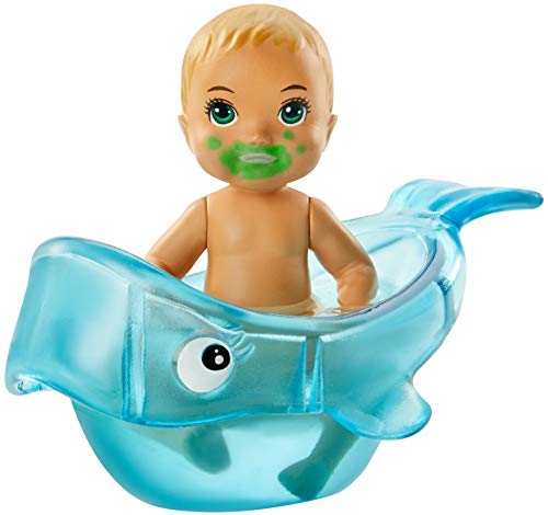 Barbie Skipper Babysitters Inc. Feeding and Bath-Time Playset with Color-Change Baby Doll, Tub and 6 Accessories