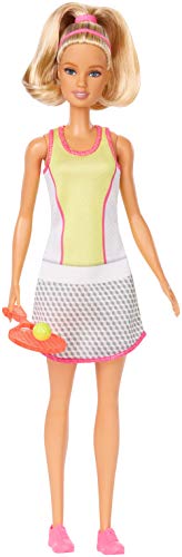 Barbie Blonde Tennis Player Doll with Tennis Outfit, Racket and Ball