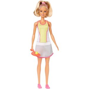 Barbie Blonde Tennis Player Doll with Tennis Outfit, Racket and Ball