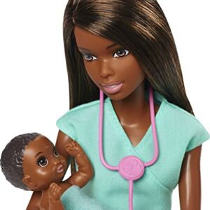 Barbie Careers Doll & Playset, Baby Doctor Theme with Brunette Fashion Doll, 2 Baby Dolls, Furniture & Accessories