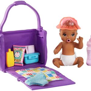 Barbie Skipper Babysitters Inc. Feeding and Changing Playset with Color-Change Baby Doll, Diaper Bag and Accessories