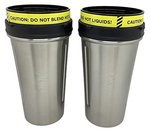 Genuine Ninja 24oz Stainless Steel Double-Wall Thermo Insulated Cup for Auto-IQ Blender, 2-Pack, Cup Only No Lid