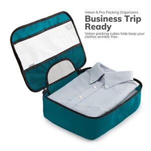 6 Set Packing Cubes for Suitcases, Travel Organizer Bags for Carry on Luggage, Veken Suitcase Organizer Bags Set for Travel Essentials Travel Accessories in 4 Sizes(Extra Large, Large, Medium, Small)