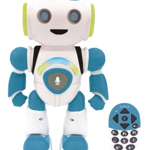 Lexibook - Powerman Jr. Smart Interactive Toy That Reads in The Mind Toy for Kids Dancing Plays Music Animal Quiz STEM Programmable Remote Control Boy Robot Junior Green/Blue - ROB20EN