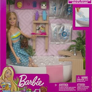 ​Barbie Fizzy Bath Doll & Playset, Blonde, with Tub, Fizzy Powder, Puppy & More, Gift for Kids 3 to 7 Years Old