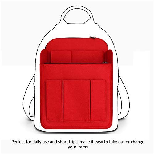 APSOONSELL Backpack Organizer Insert, Felt Bag Organizer for Backpack Rucksack Shoulder Bag Shaper Foldable, Red, XL