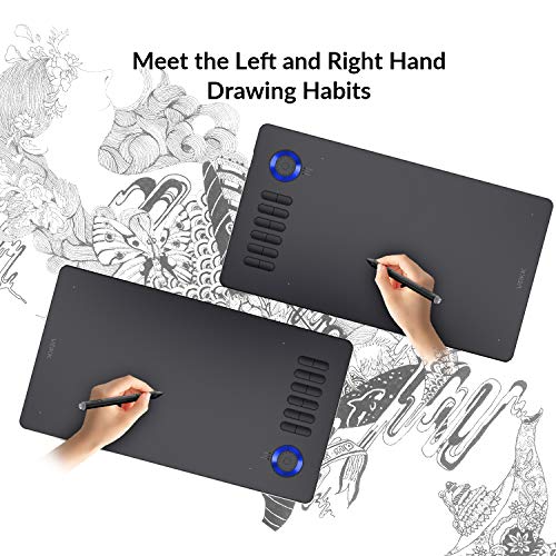 Digital Drawing Tablet VEIKK A15Pro Graphics Pen Tablet 10 x 6 Inch Graphics Tablet with 12 Shortcut Keys and 1 Quick Dial,Supports Tilt Function,for MAC/Win/ Linux / Android OS (Blue)