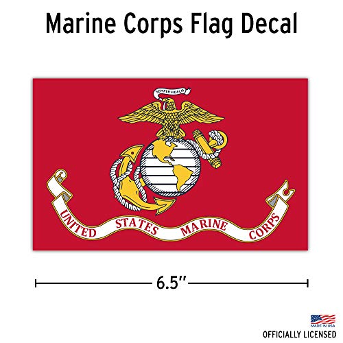 United States Marine Corps Flag Vinyl Vehicle Decals- Large 4" x 6.5" Flag Vinyl Sticker Bumper Stickers - USMC Flag Sticker for Trucks - Window Stickers for Trucks