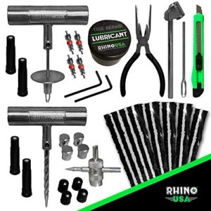 Rhino USA Tire Plug Repair Kit (86-Piece) Fix Punctures & Plug Flats with Ease - Heavy Duty Flat Tire Puncture Repair Kit for Car, Motorcycle, ATV, UTV, RV, Trailer, Tractor, Jeep, Etc