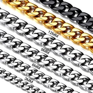 3mm 316l stainless steel miami cuban chains necklaces hip hop punk jewelry waterproof short curb cuban link chain necklace for men & women 18 inches