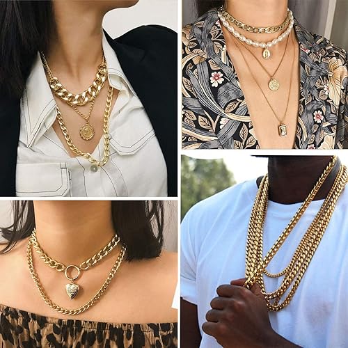 3mm 316L Stainless Steel Miami Cuban Chains Necklaces Hip Hop Punk Jewelry Waterproof Short Curb Cuban Link Chain Necklace for Men & Women 18 inches