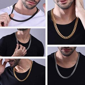 3mm 316L Stainless Steel Miami Cuban Chains Necklaces Hip Hop Punk Jewelry Waterproof Short Curb Cuban Link Chain Necklace for Men & Women 18 inches