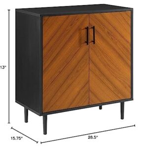 Walker Edison Fehr Mid Century Modern 2 Door Bookmatch Accent Cabinet , 28 Inch, Black